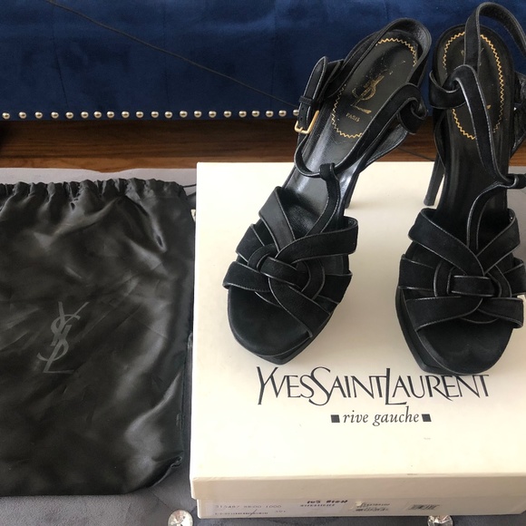 Yves Saint Laurent | Shoes | Authentic Ysl Tribute Platform Heels Black ...